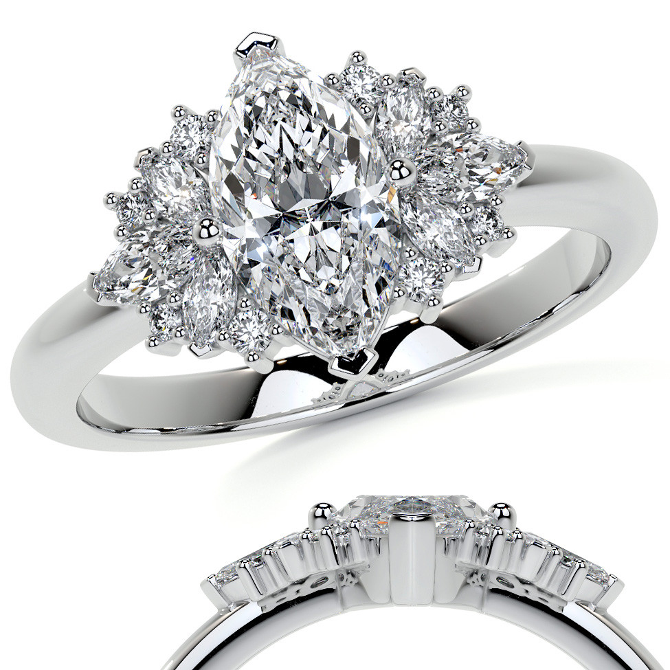 Marquise Cluster Style Lab Grown Diamond Engagement Ring - enr954-mq ...