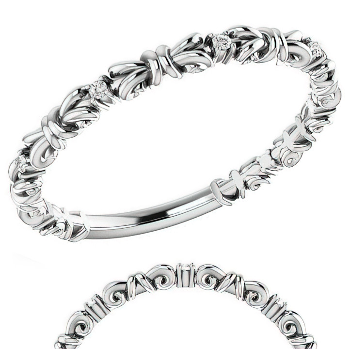 Stackable Ribbon Lab Grown Diamond Wedding Band - stack052 - LabGrown.com